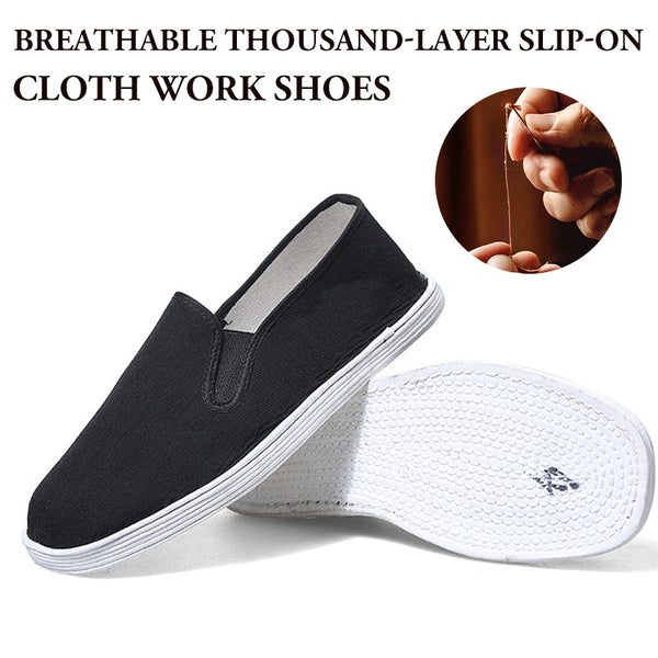 Unisex Breathable Thousand-Layer Slip-On Cloth Work Shoes – bueaew